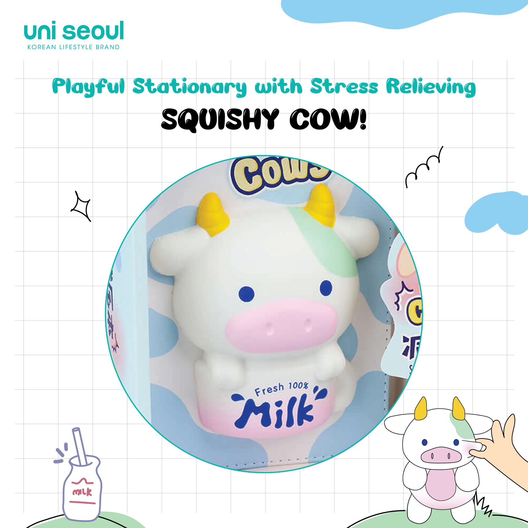 Cute 3D Big Squishy Notebook - Cow – Uni Seoul